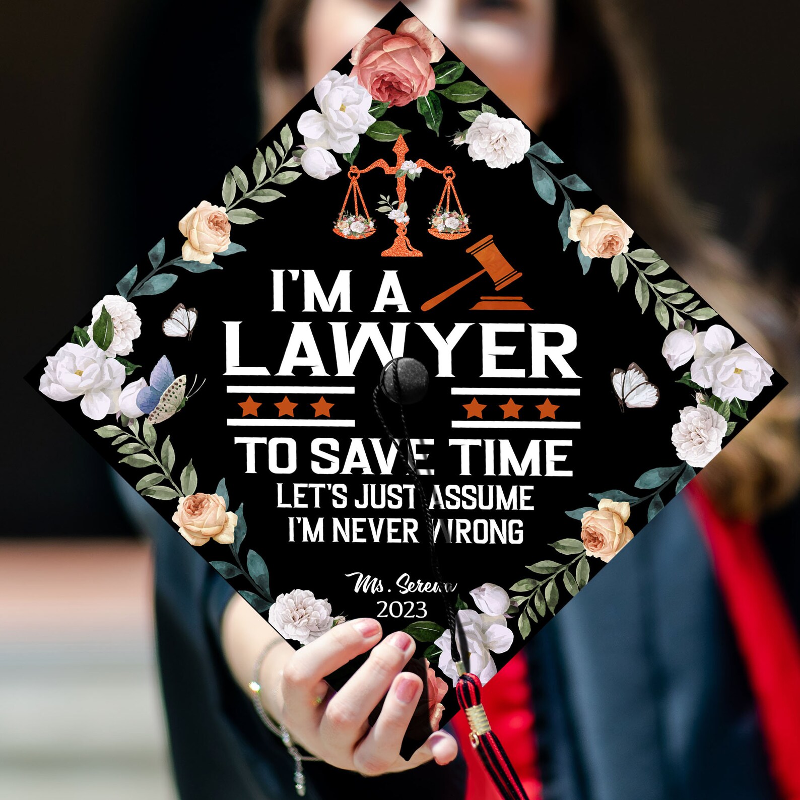 I'm A Lawyer to Save Time Personalized Printed Grad Cap Topper, Custom ...
