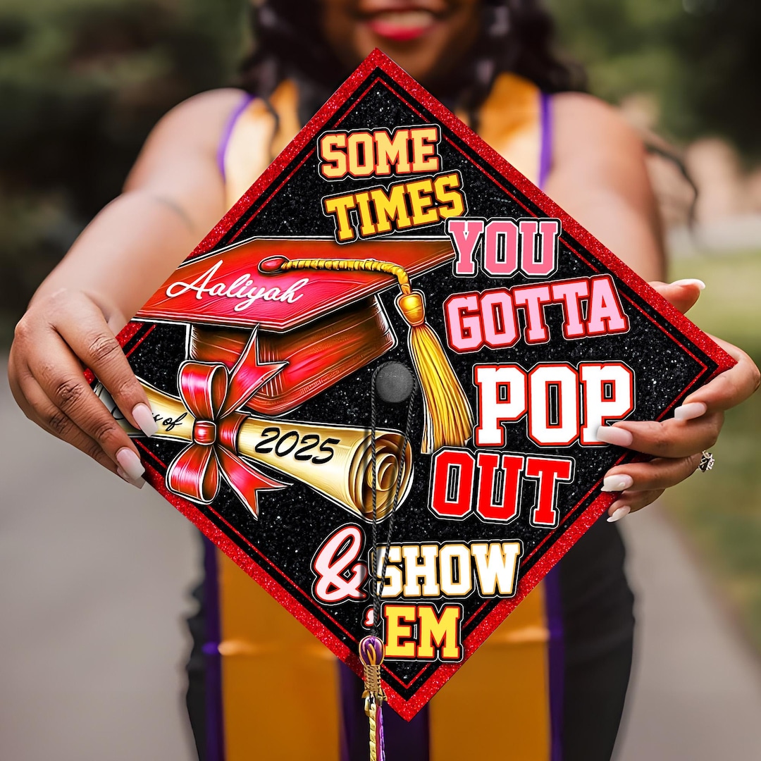Custom Pop Out & Show Em Graduation Cap Topper, Custom Black Girl Grad ...