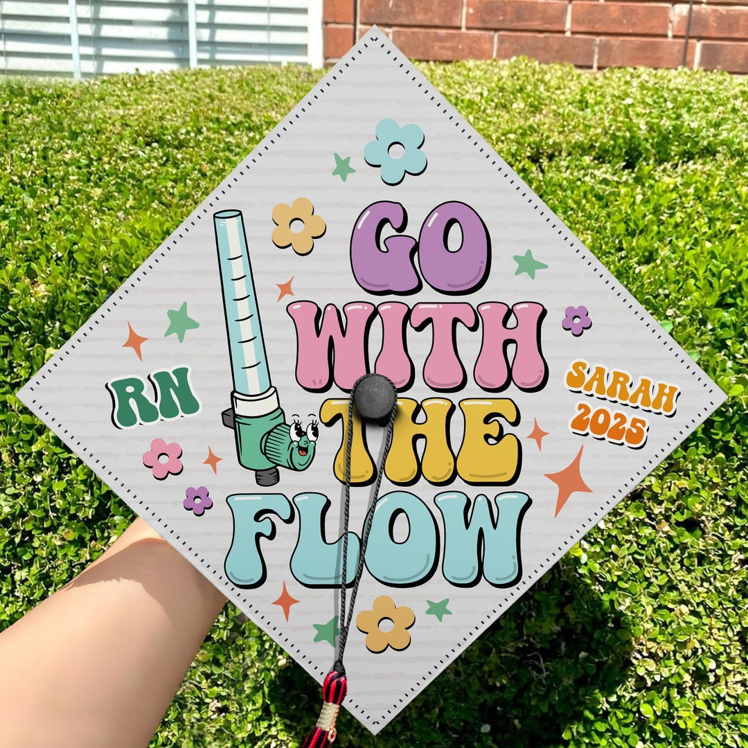 Go With the Flow Graduation Cap Topper, Customized Respiratory Therapy ...