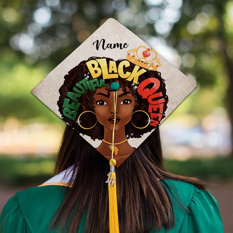 Personalized Beautiful Black Queen Graduation Cap Topper, Black Queen ...