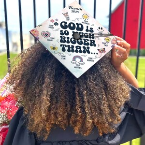 Custom God is Bigger Grad Cap Topper, Personalized Bible Affirmations ...