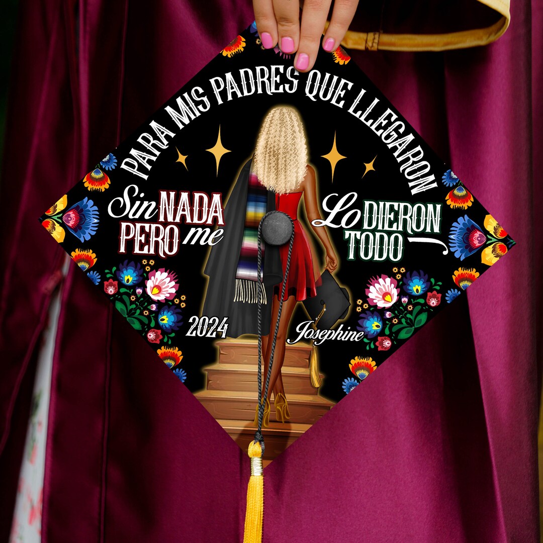 Custom Spanish Graduation Cap Topper, Mis Padres Mexican Grad Cap ...