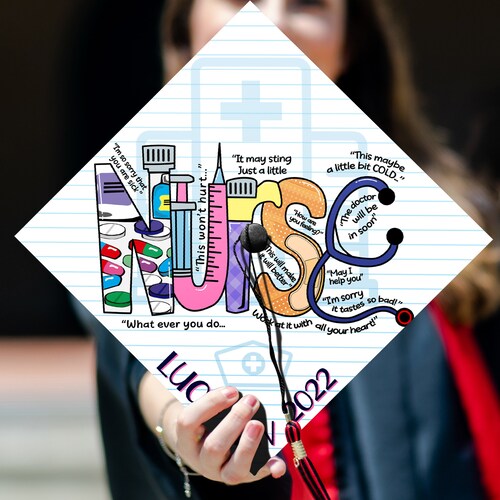 Printed Nurse Symbols Grad Cap Nursing Grad Cap Topper - Etsy