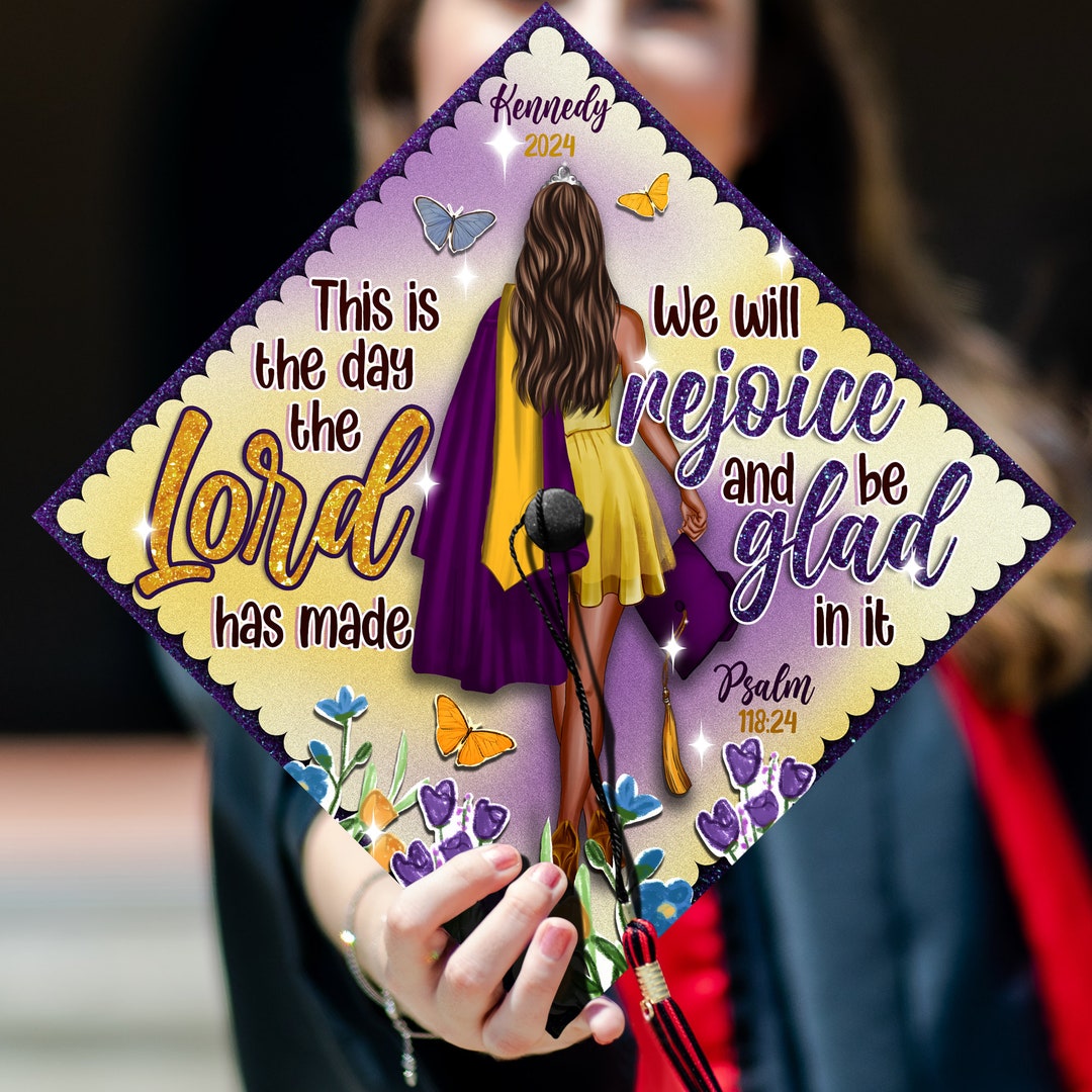 Personalized God Bible Verse Graduation Cap Topper, Religious Grad Cap ...