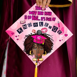 It's Full of Knowledge Printed Graduation Cap Topper, Black Queen Grad ...