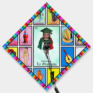 Personalized La Graduada Loteria Card Printed Grad Cap Topper, Custom ...