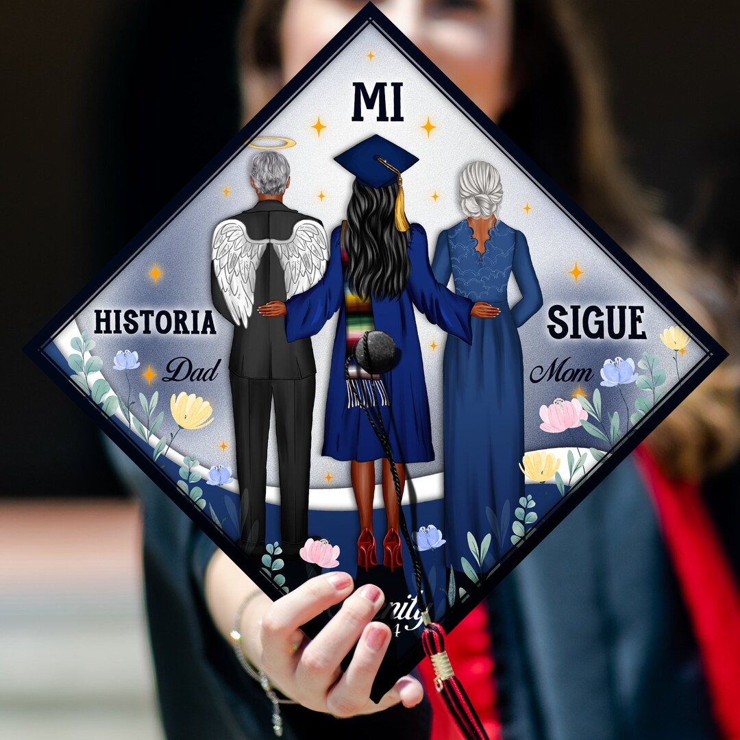 Personalized Memorial Graduation Cap Topper, Custom Mi Historia Sigue ...