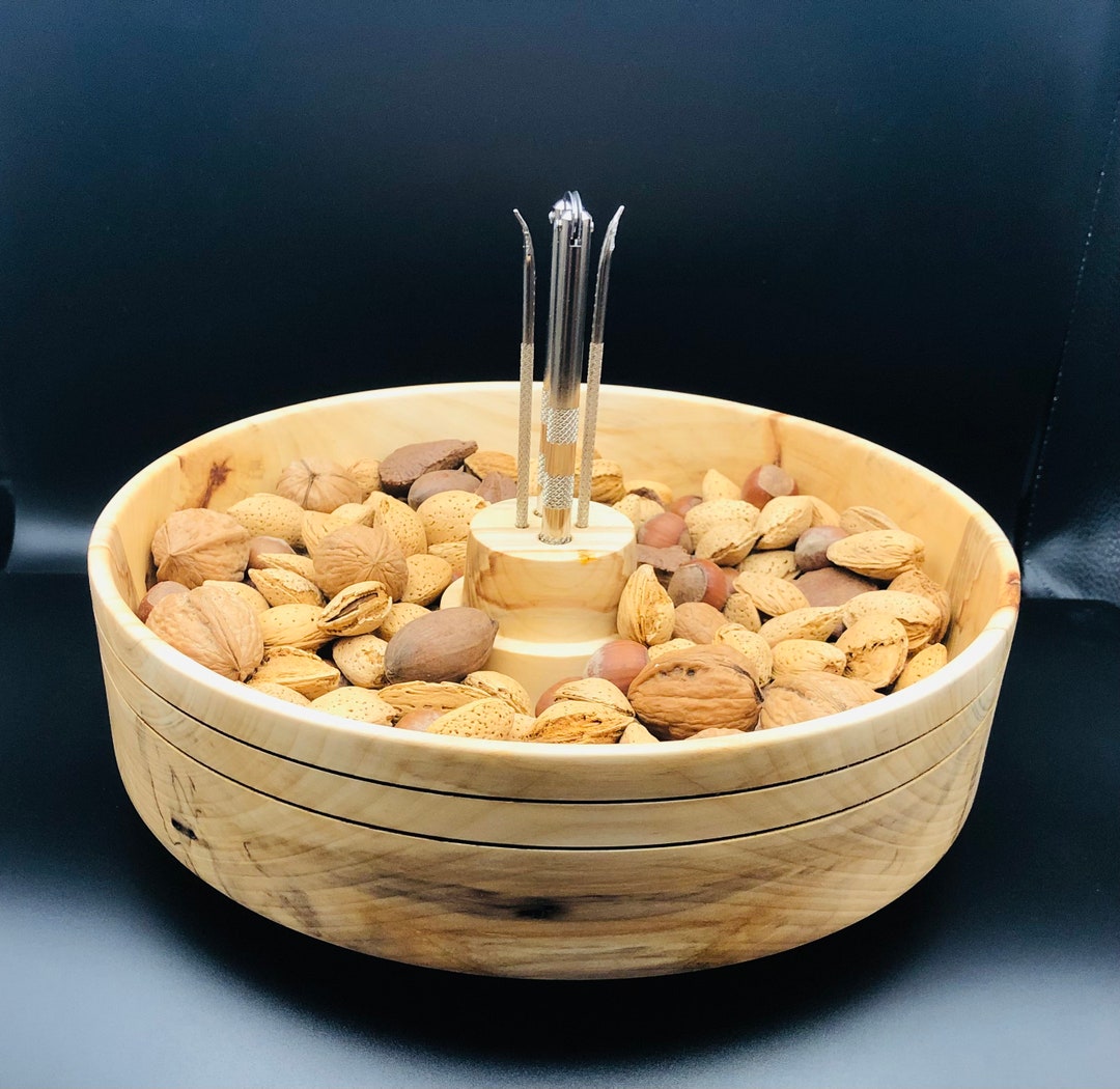 Handmade alder Wood Nut Cracker Bowl - Etsy