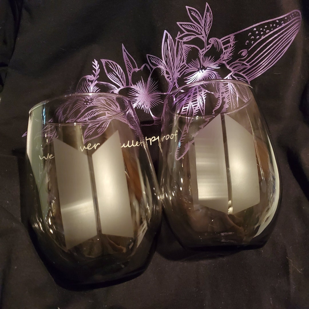 Double Logo Stemless Wine Glass - Etsy
