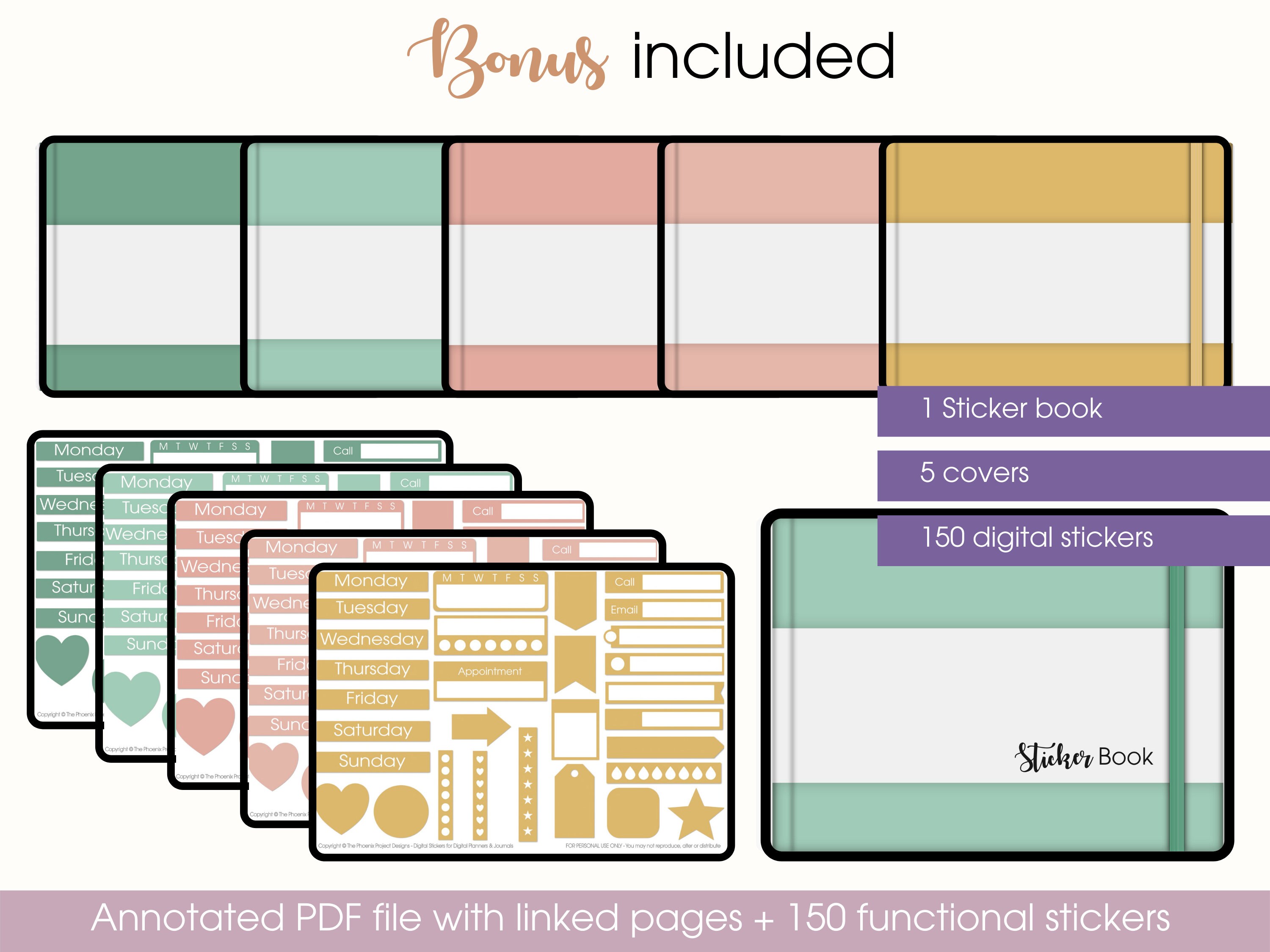 Undated Minimalist Digital Planner in Landscape for Goodnotes on iPad ...