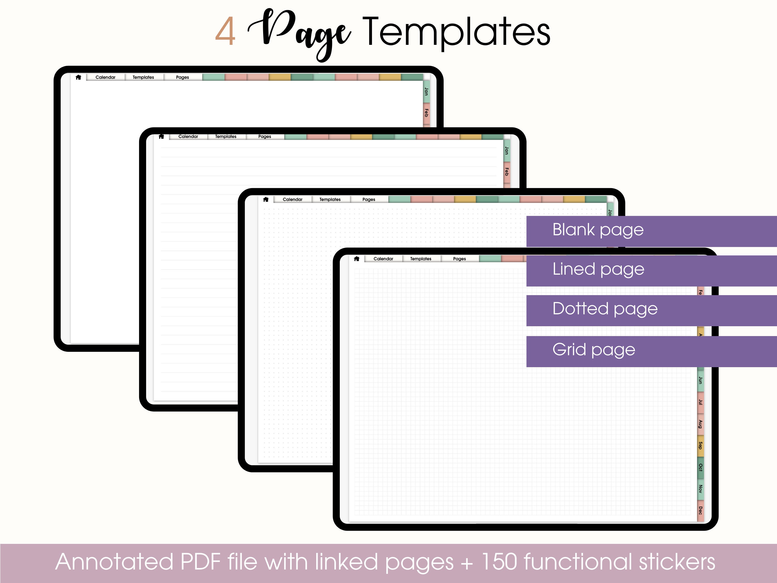 Undated Minimalist Digital Planner in Landscape for Goodnotes on iPad ...
