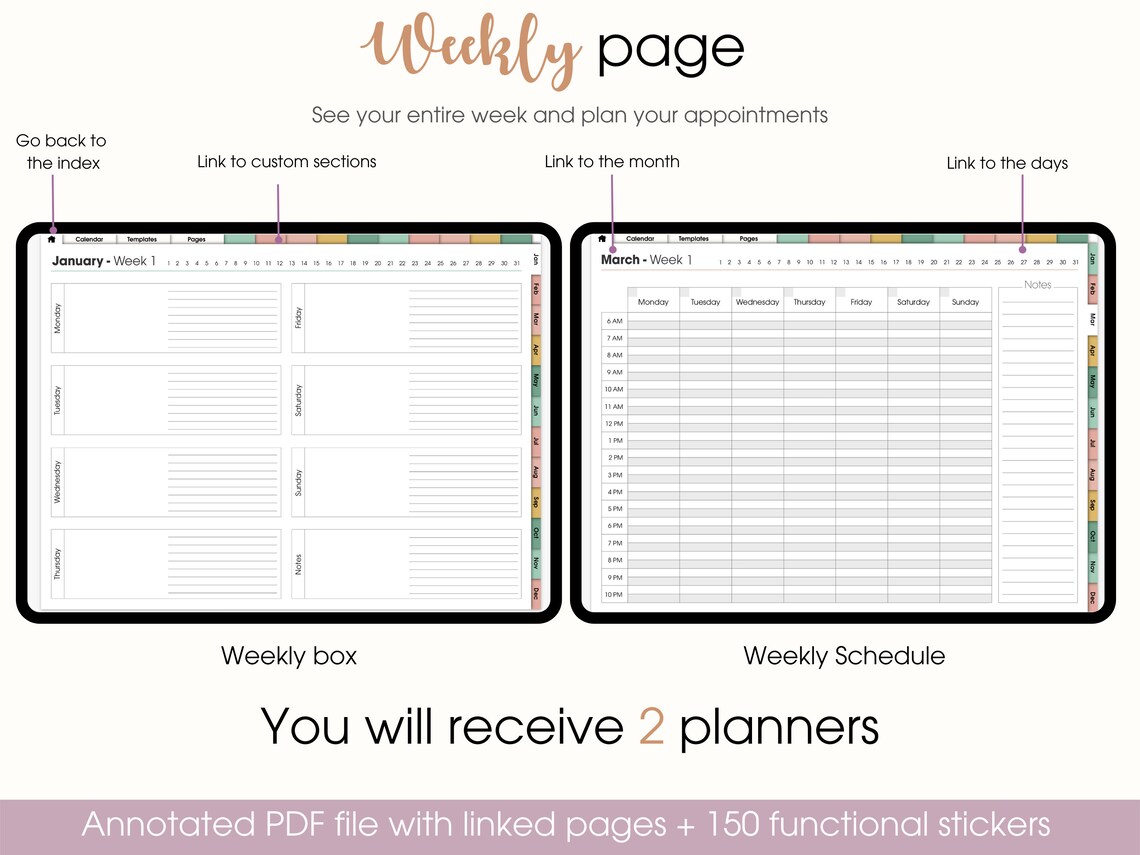 Undated Minimalist Digital Planner in Landscape for Goodnotes | Etsy
