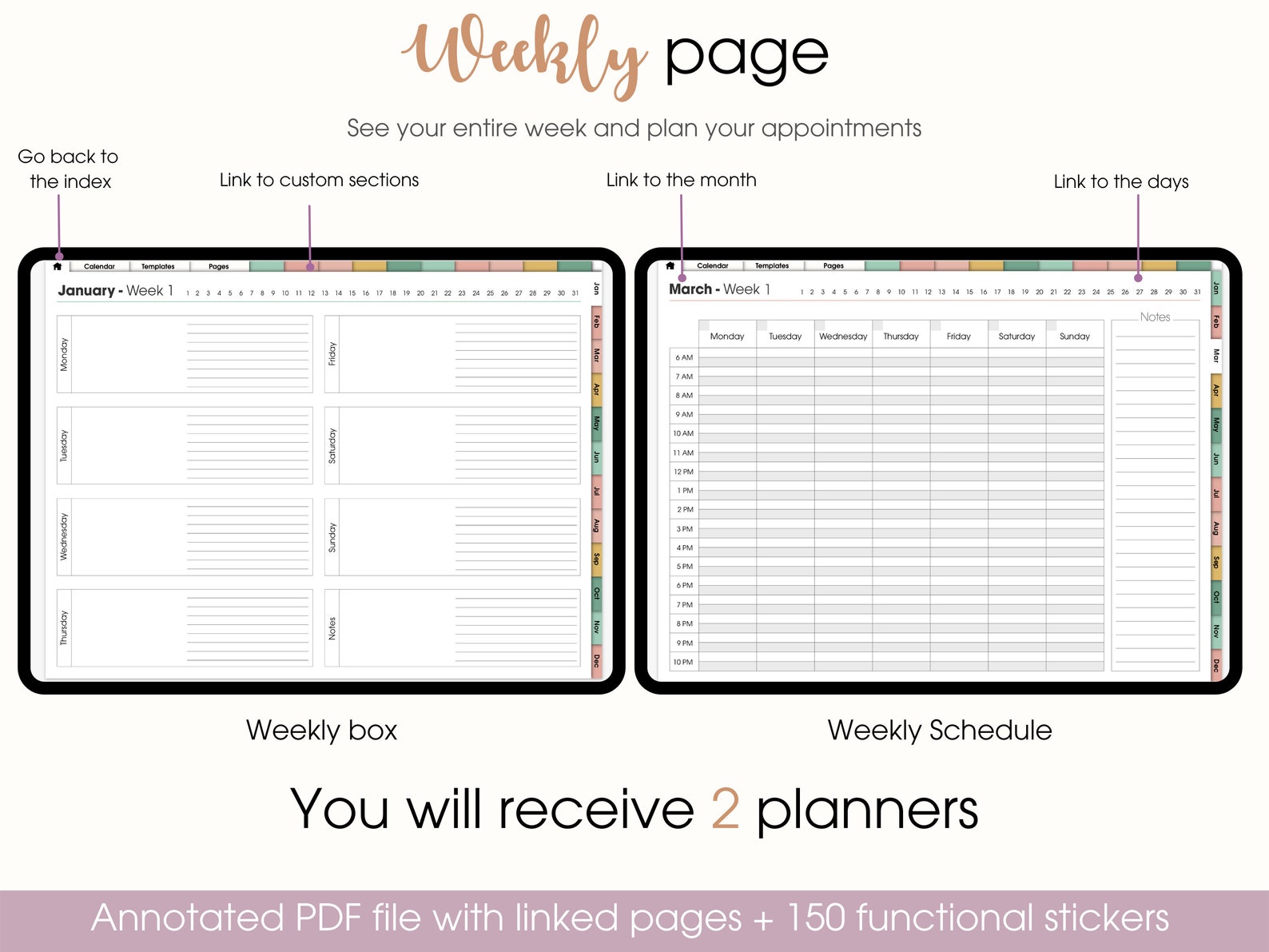 Undated Minimalist Digital Planner in Landscape for Goodnotes | Etsy