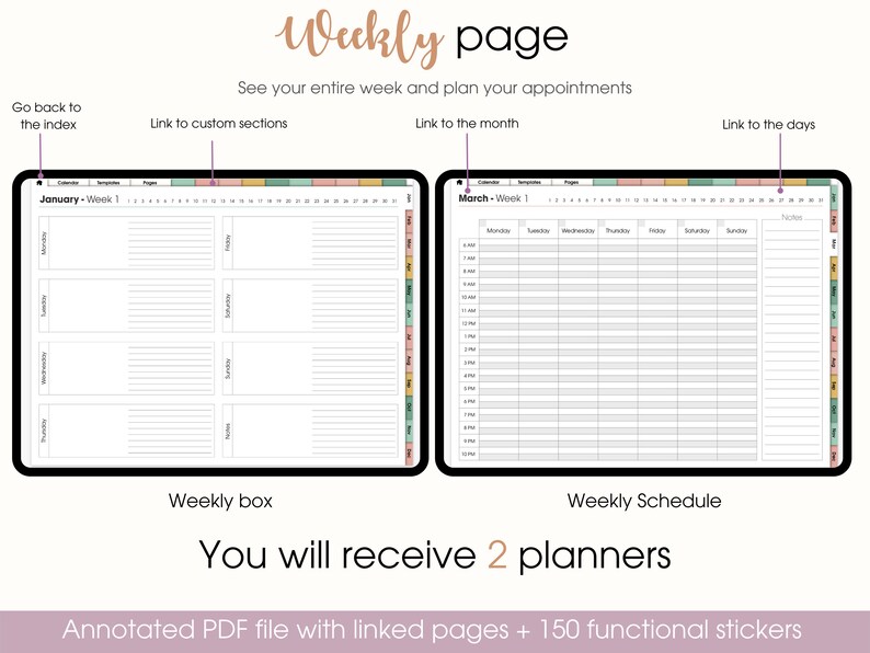 Undated Minimalist Digital Planner in Landscape for Goodnotes | Etsy