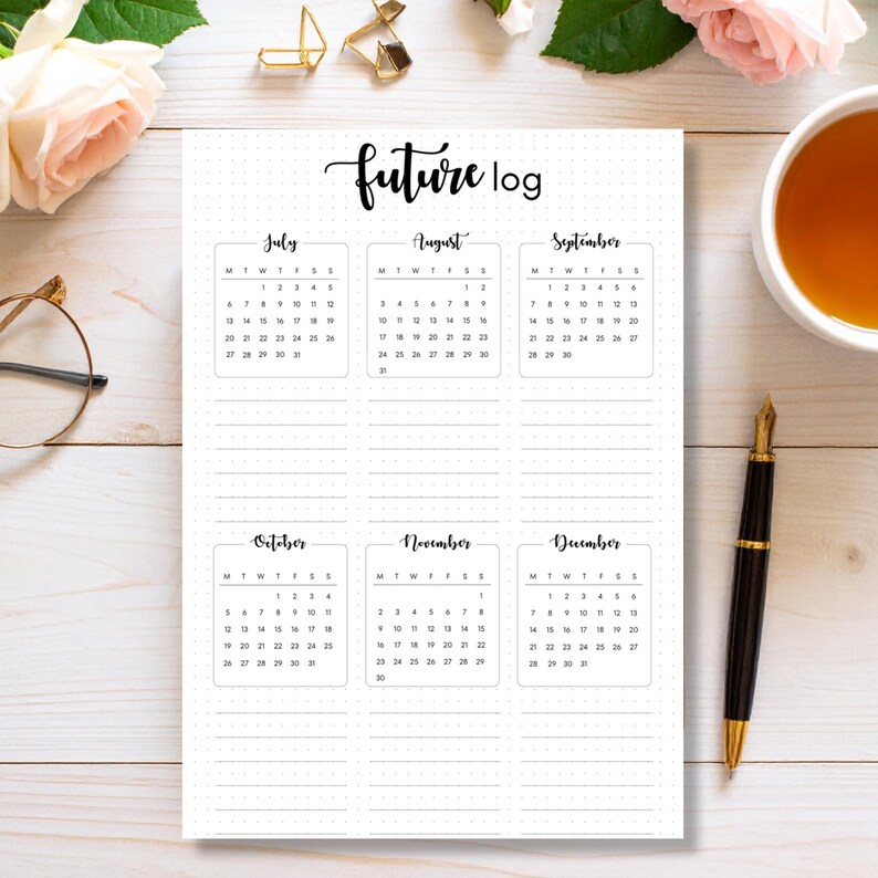 2026 Future Log Printable, Bullet Journal Future Log 2 Pages, Dotted ...