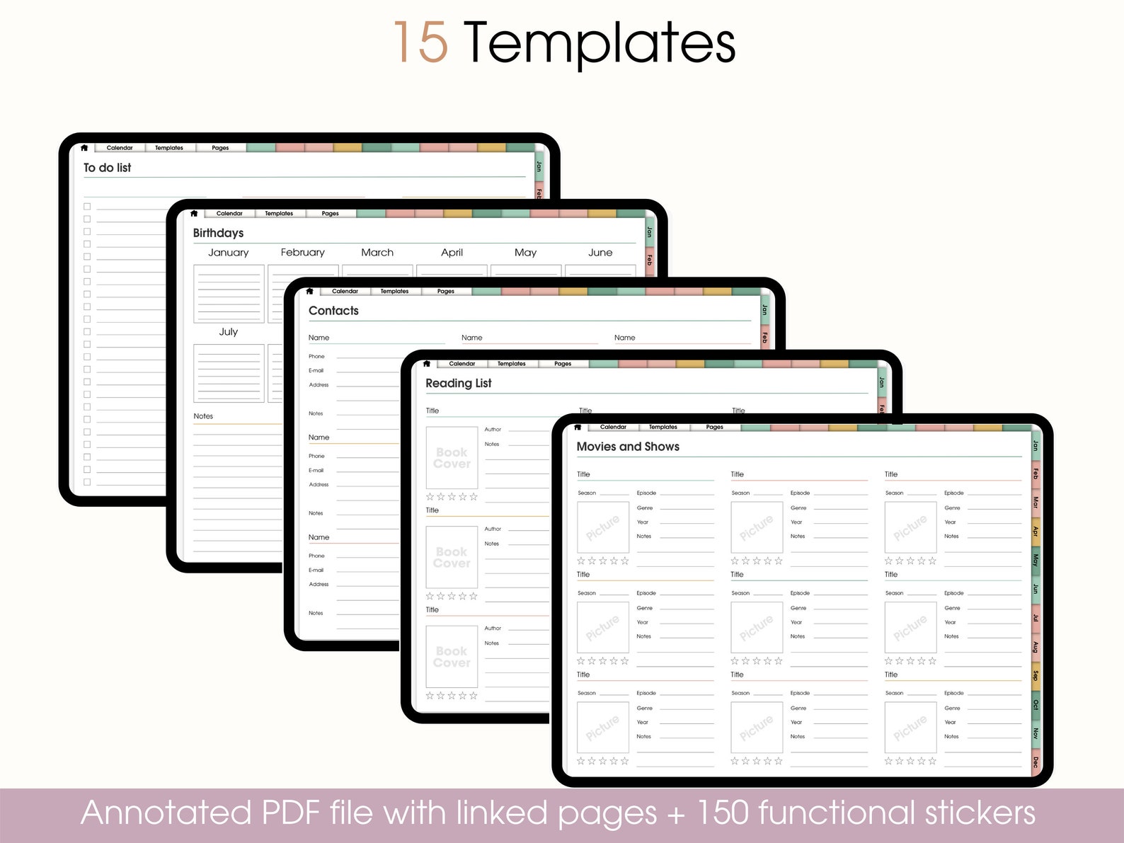 Undated Minimalist Digital Planner in Landscape for Goodnotes | Etsy
