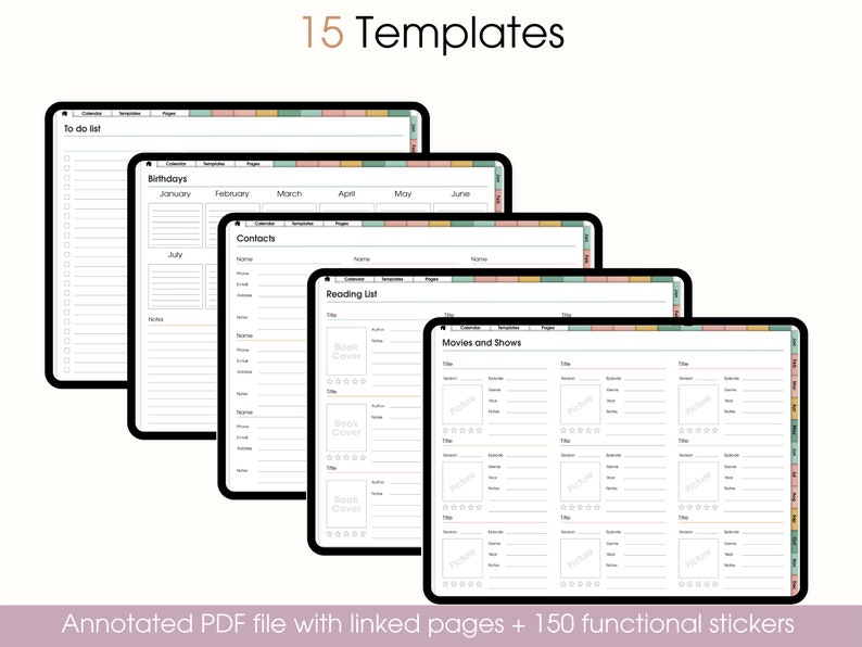 Undated Minimalist Digital Planner in Landscape for Goodnotes | Etsy