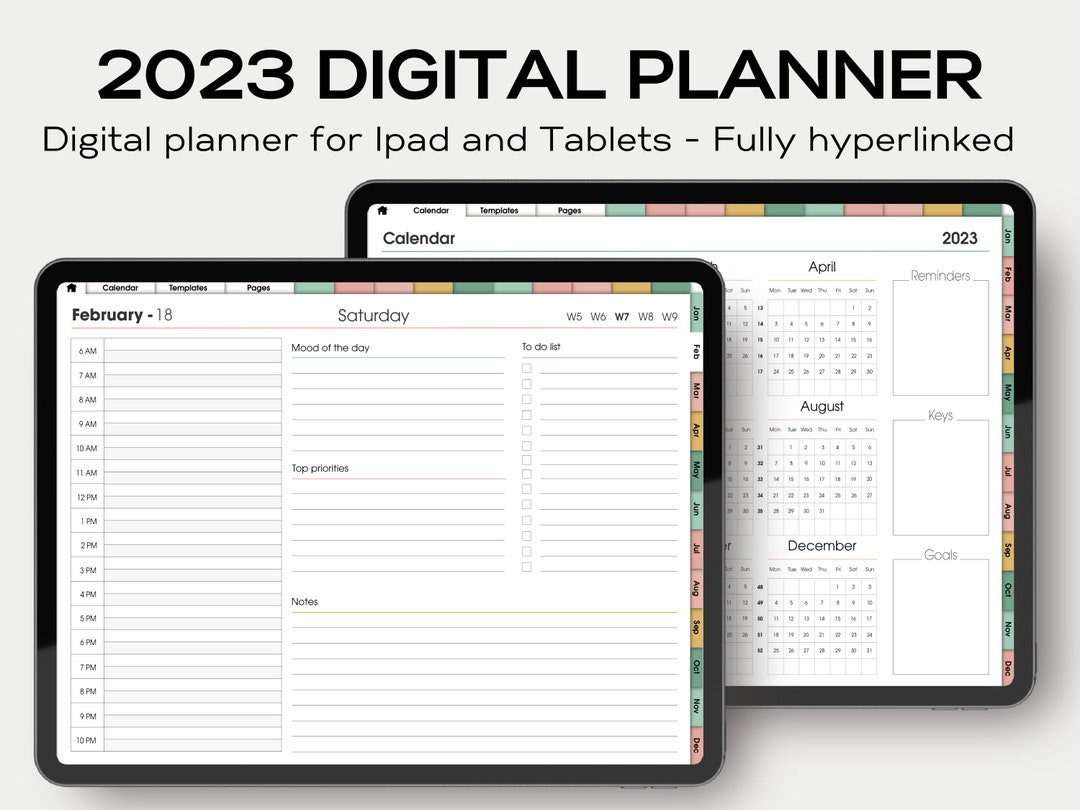 2023 Dated Minimalist Digital Planner in Landscape for Goodnotes on ...
