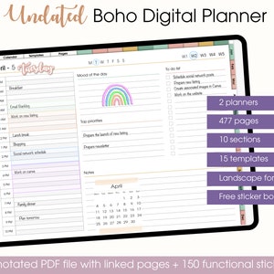Undated Minimalist Digital Planner in Landscape for Goodnotes on iPad ...