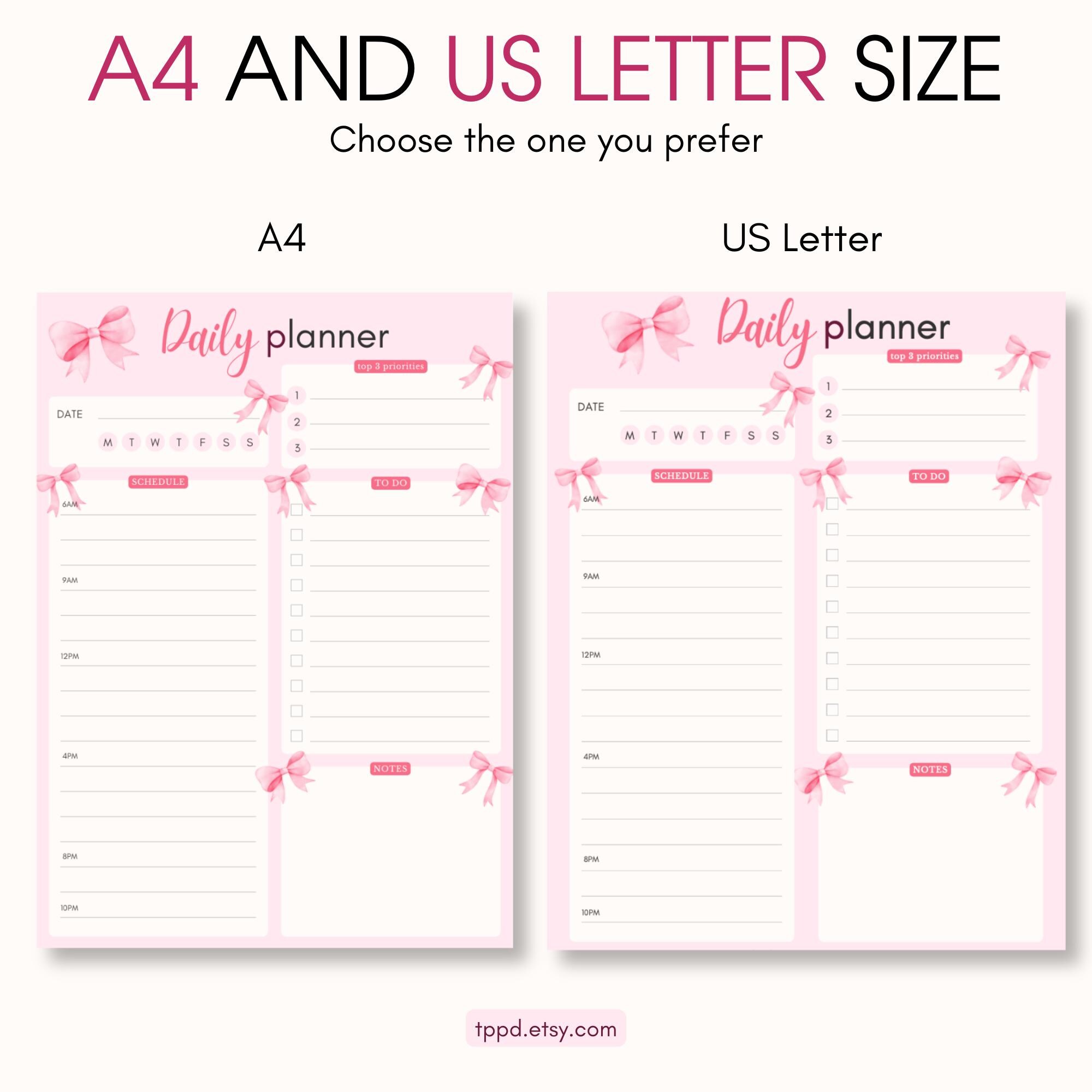 Coquette Daily Planner Printable, Daily to Do List, Daily Schedule ...