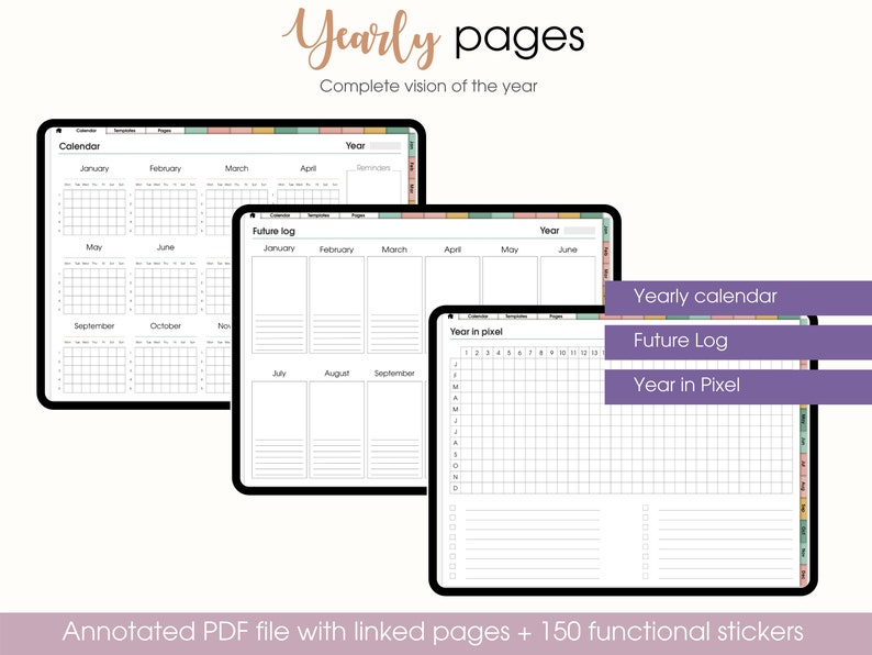 Undated Minimalist Digital Planner in Landscape for Goodnotes | Etsy