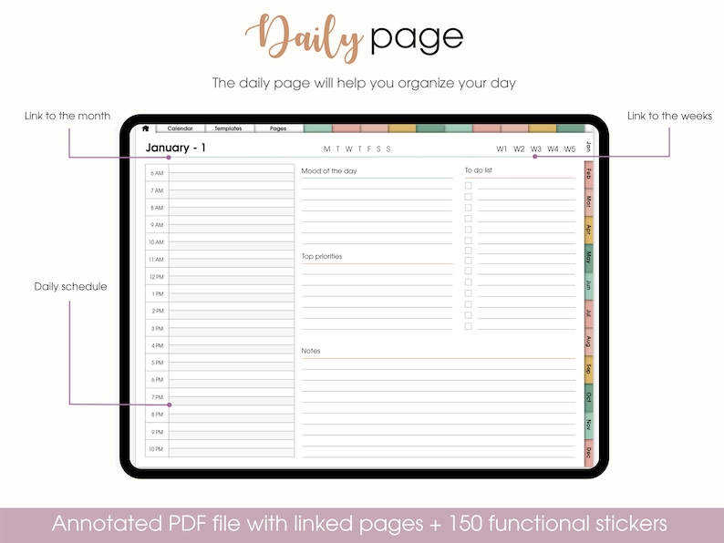 Undated Minimalist Digital Planner in Landscape for Goodnotes | Etsy