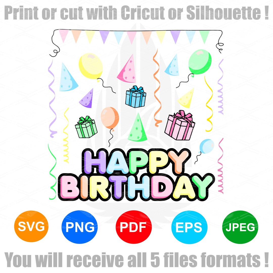 Happy Birthday Party Bundle SVG | Hand Lettered Text | SVG File for ...
