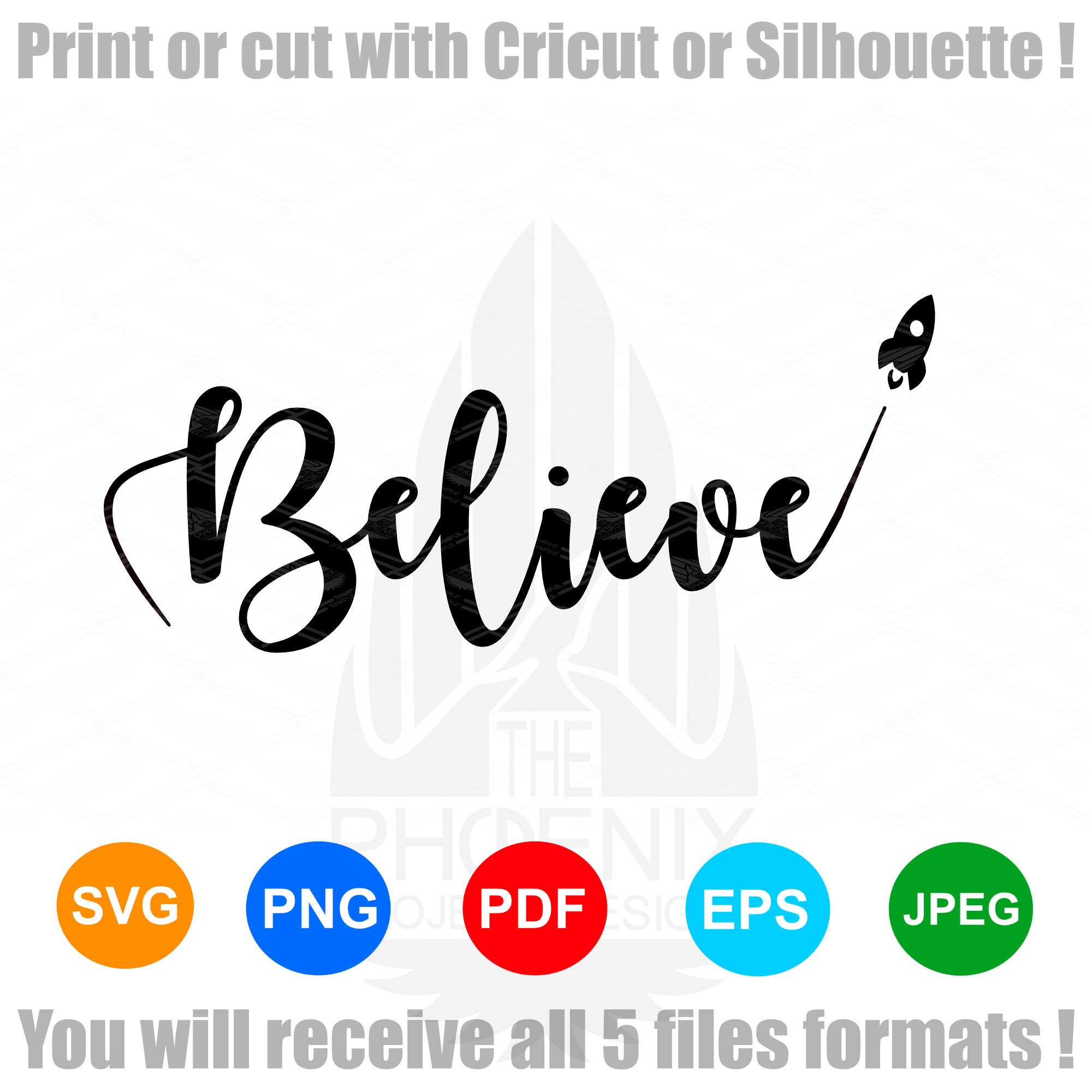 Believe SVG | Hand Lettered Cursive Text | SVG File for Cricut Digital ...