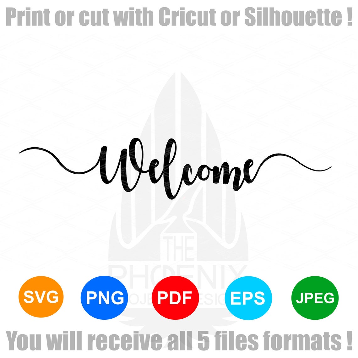 Welcome SVG Hand Lettered Cursive Text SVG File for Cricut Digital ...