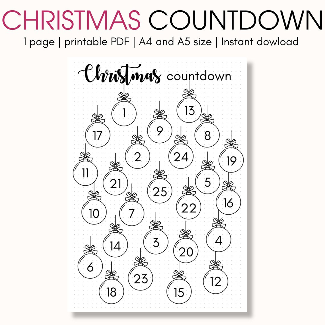 Christmas Countdown Bullet Journal Printable, Bujo Spread, Printable ...