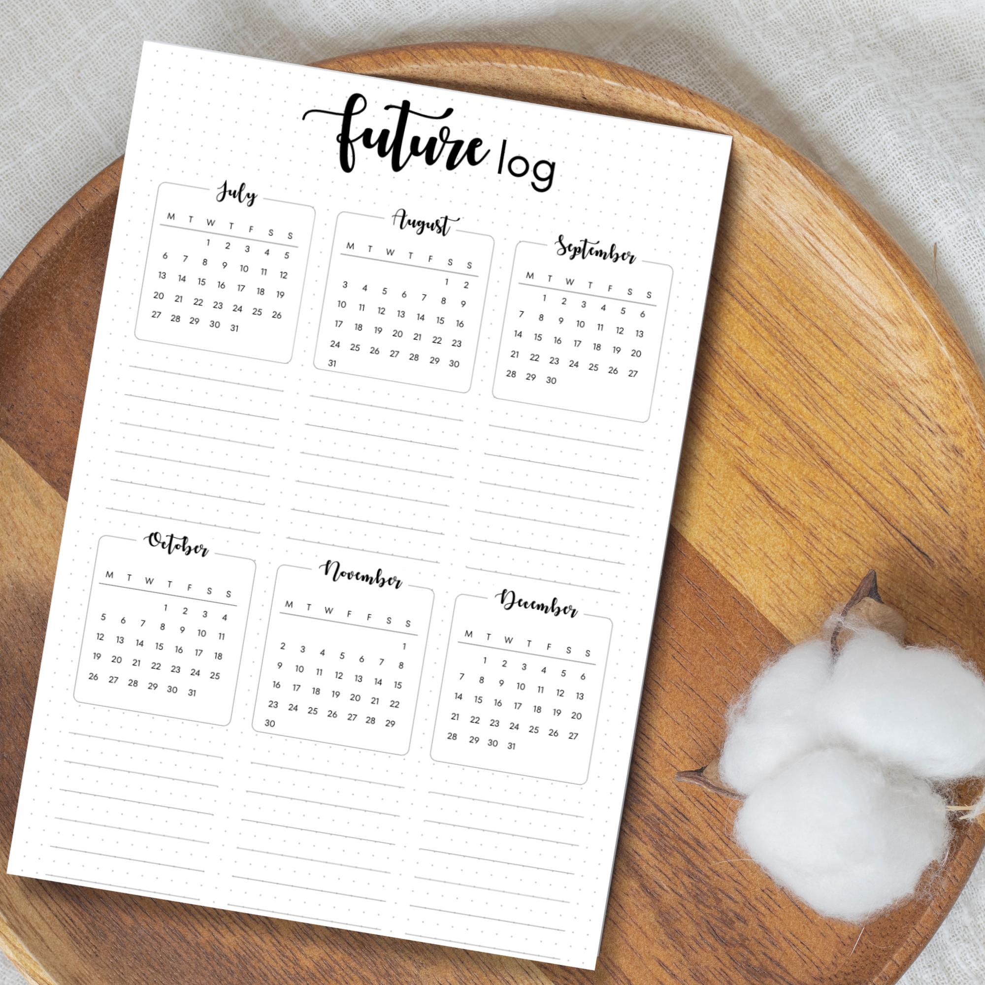 2026 Future Log Printable, Bullet Journal Future Log 2 Pages, Dotted ...