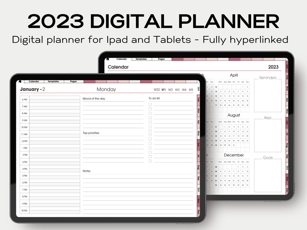 2023 Dated Minimalist Digital Planner in Landscape for Goodnotes on ...