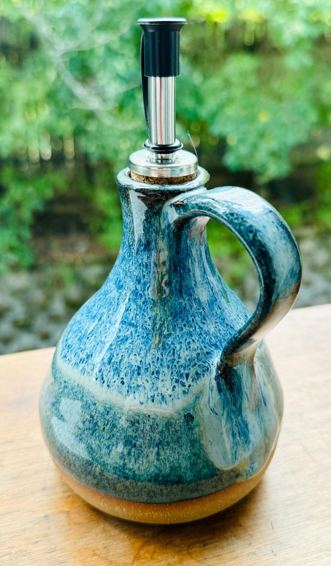 Handmade Ceramic Oil Pourer 14 Oz Oil Bottle Kitchen Essentials Holiday ...