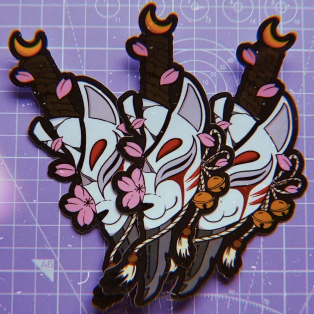 Katanasune • Kitsune Fox, Kitsune Mask, Fox Sticker, Waterproof Vinyl ...