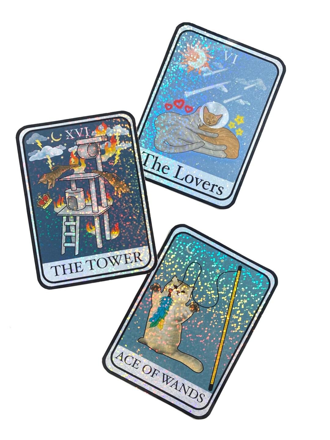 Tarot Card Cat Sticker Sparkle Holographic Edition/ Cat Lover Gift/ Pet ...