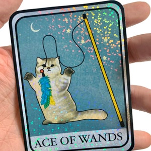 Tarot Card Cat Sticker Sparkle Holographic Edition/ Cat Lover Gift/ Pet ...