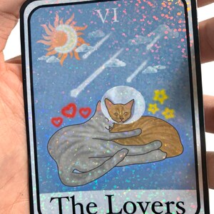 Tarot Card Cat Sticker Sparkle Holographic Edition/ Cat Lover Gift/ Pet ...