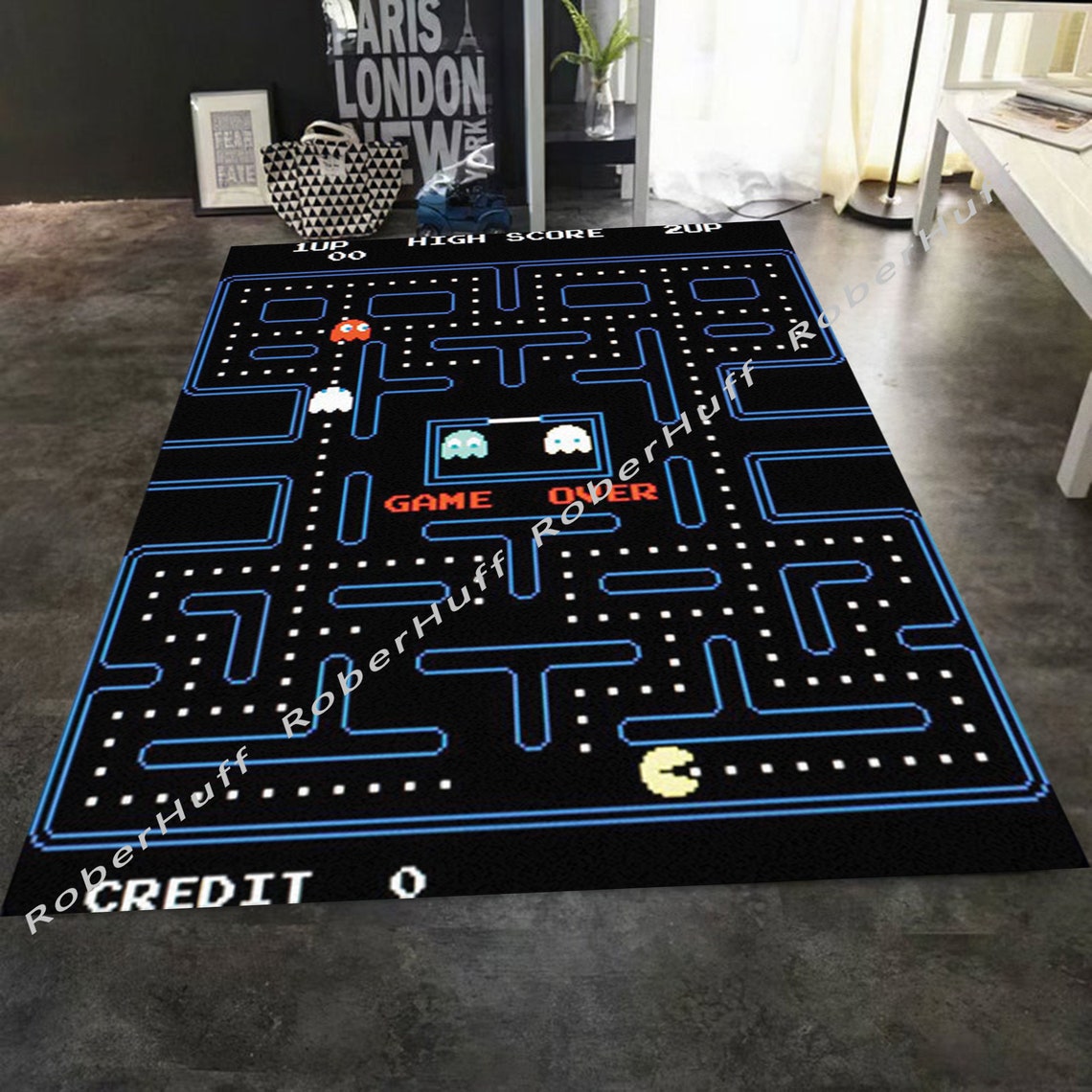 Game Over Pac-man Rug Arcade Video Game Game Plush Floor | Etsy