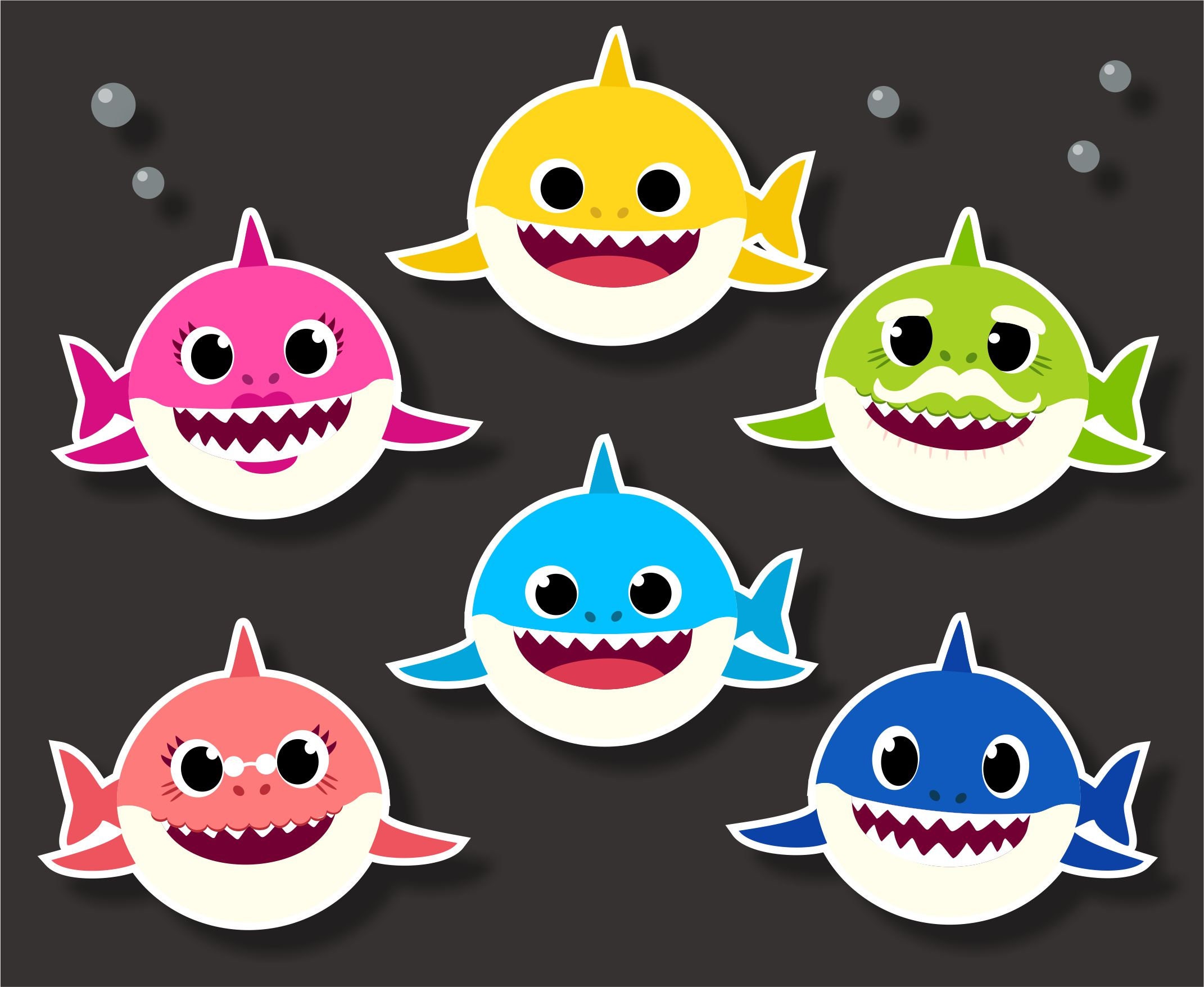Baby Shark full faces SVG EPS PNG High Quality Best for | Etsy