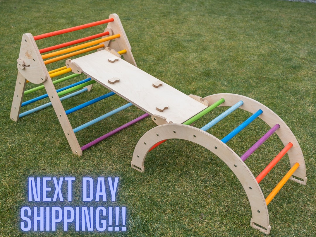 Foldable Montessori Climbing Triangle With Reversible Rock + Ladder ...