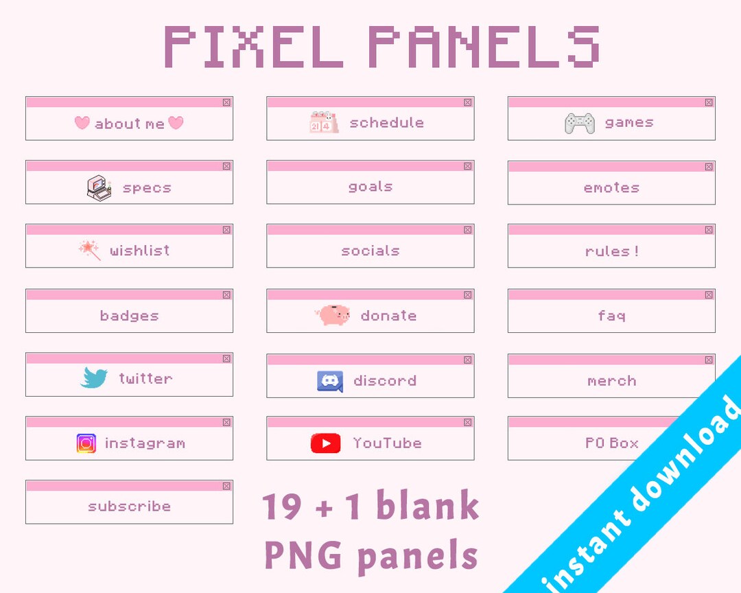 Streamer Pink Pixel Panel Banners Twitch - Etsy