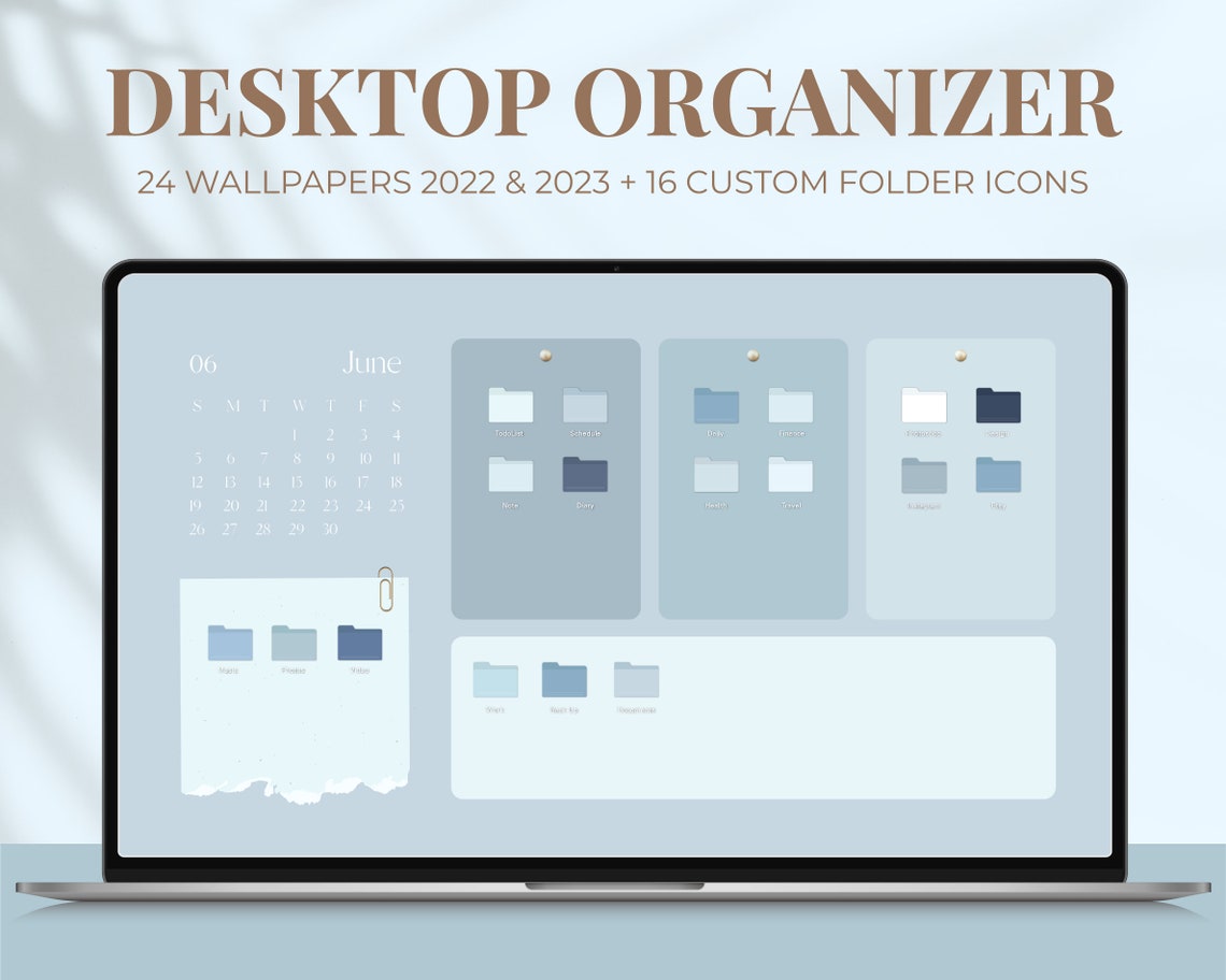 Blue Desktop Organizer Folder Icons for Mac Windows | Etsy