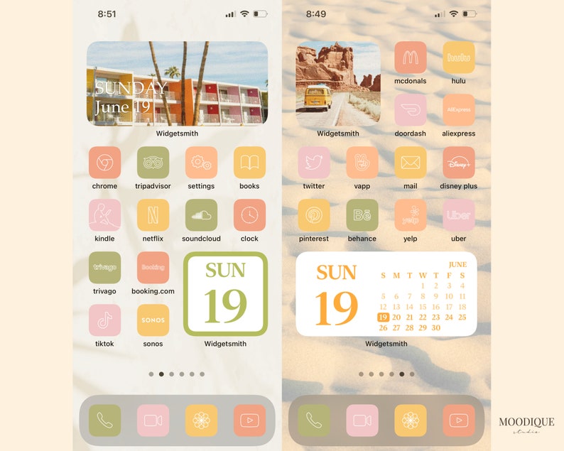 Summer Retro Ios App Icons Aesthetic | 5000 Beach Ocean iPhone App ...