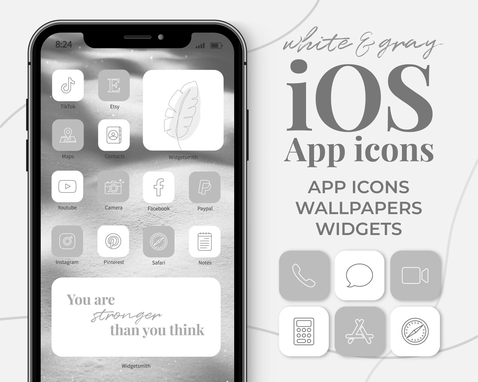 White & Grey Ios 14-15 App Icons Aesthetic 600 Simple Clean - Etsy Canada