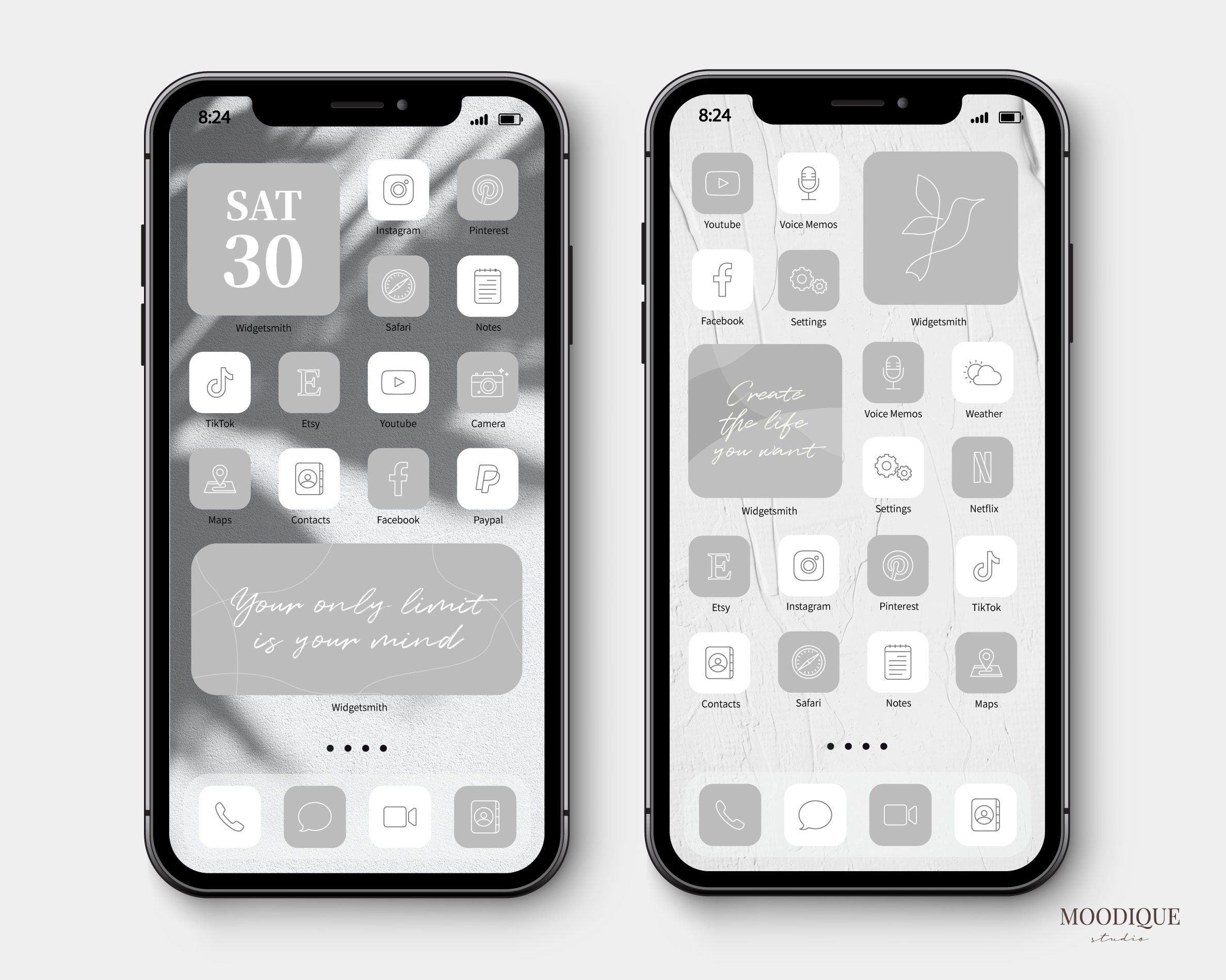 White & Grey Ios 14-15 App Icons Aesthetic 600 Simple Clean - Etsy Canada