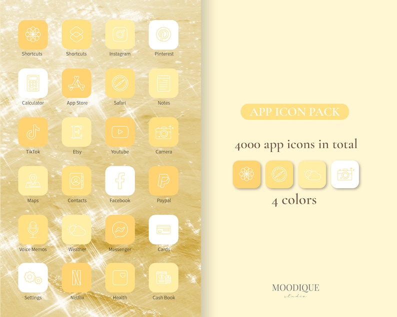 Butter Yellow Ios App Icons Pack | Yellow Aesthetic iPhone Theme App ...