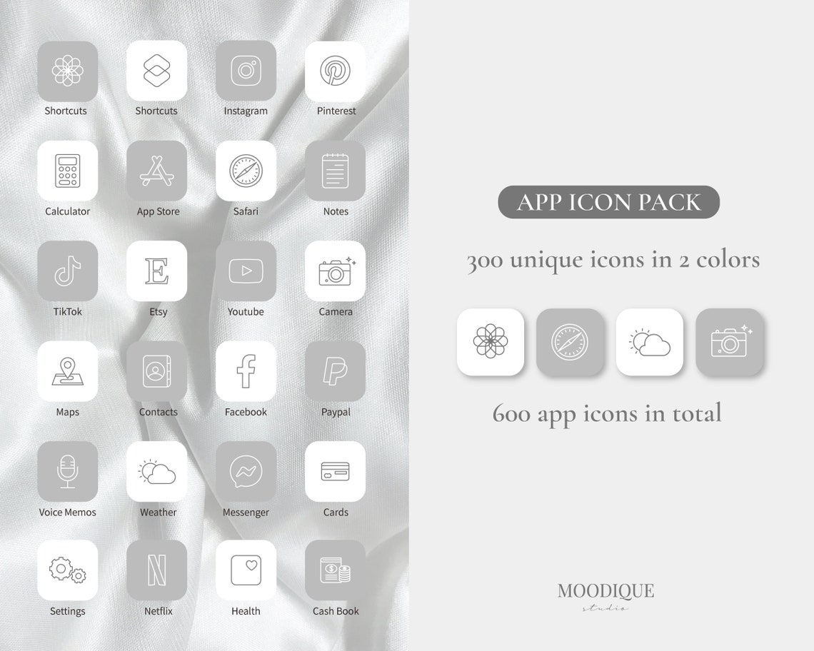 White & Grey Ios 14-15 App Icons Aesthetic 600 Simple Clean - Etsy Canada