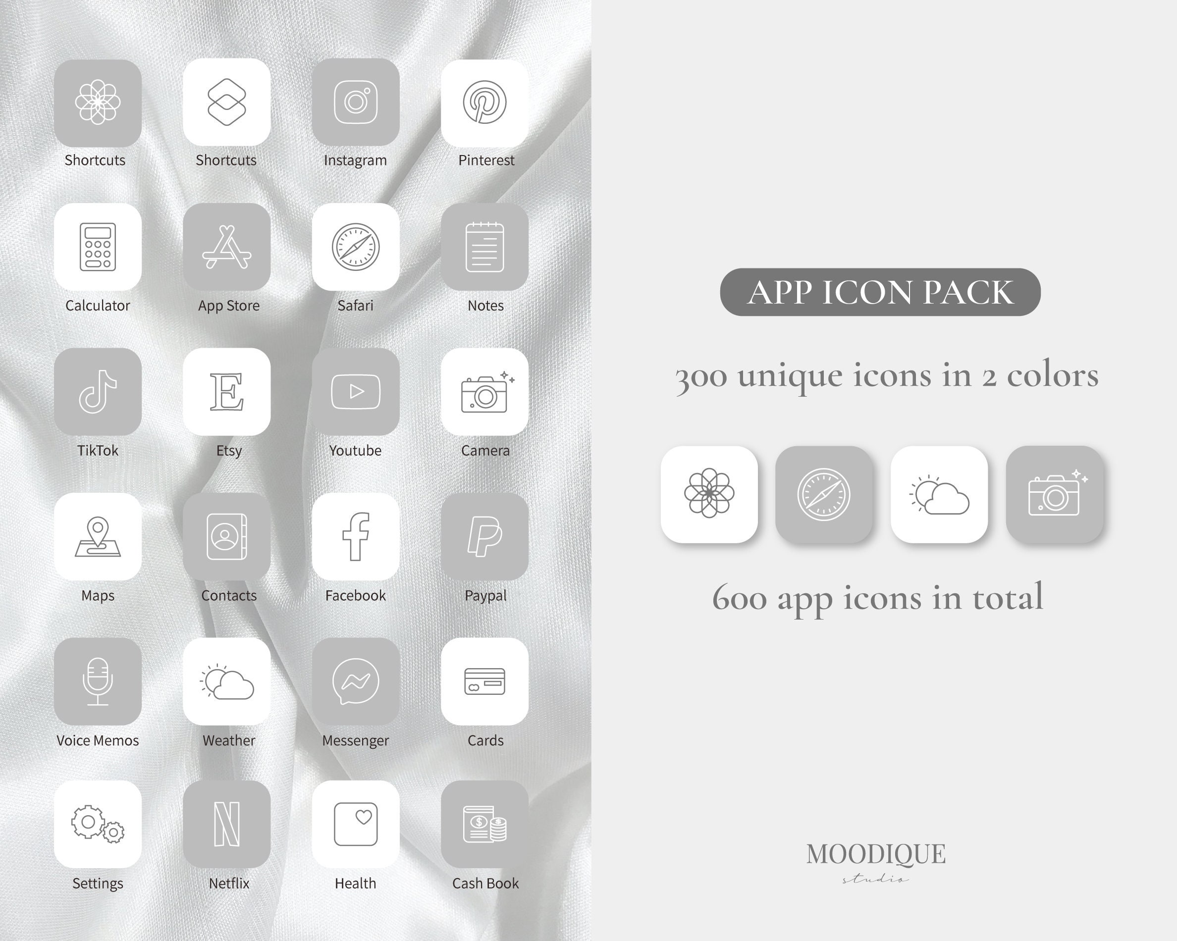 White & Grey Ios 14-15 App Icons Aesthetic 600 Simple Clean - Etsy Canada
