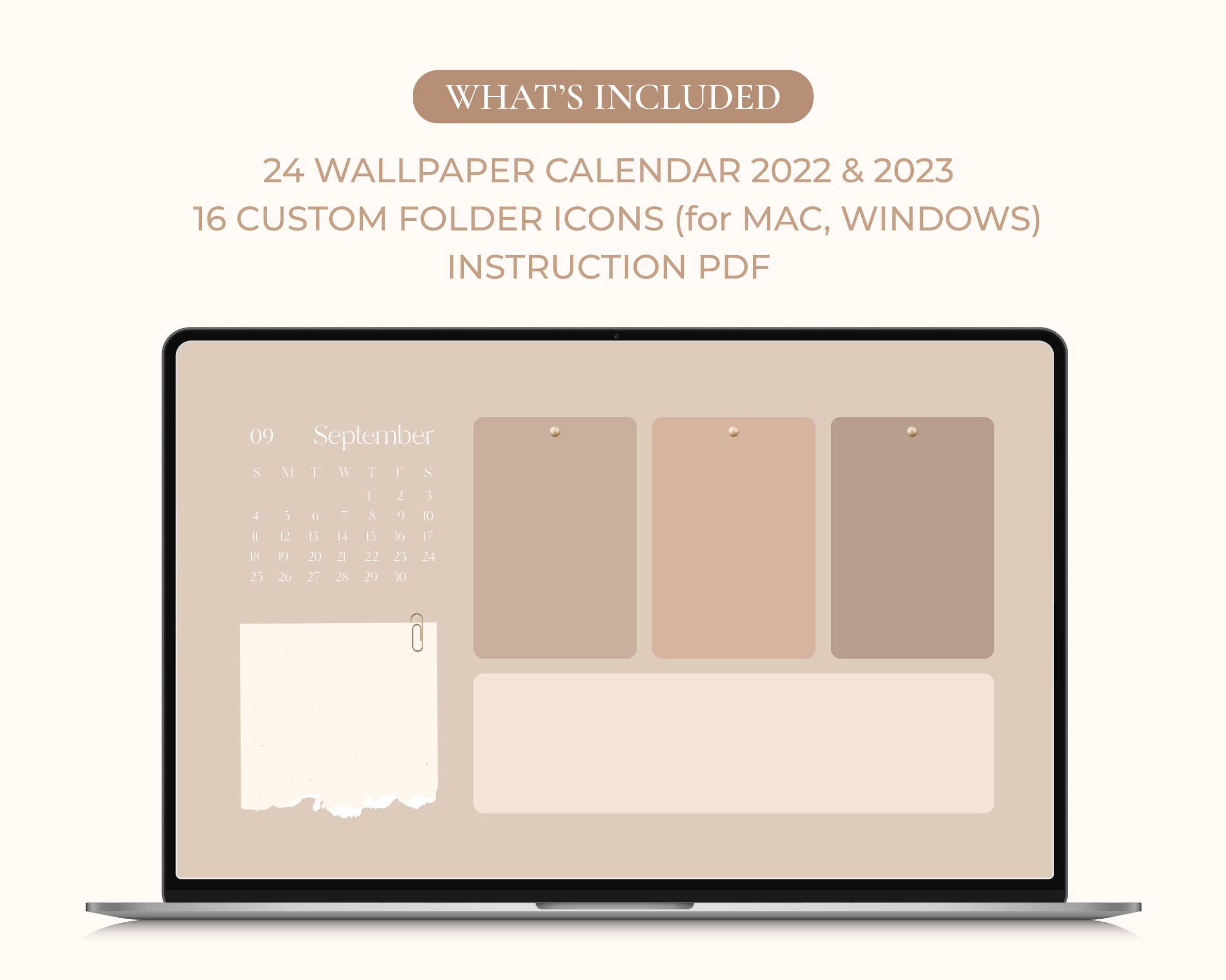 Neutral Pink Desktop Wallpaper Organizer Folder Icons for - Etsy