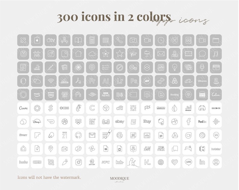 White & Grey Ios 14-15 App Icons Aesthetic 600 Simple Clean - Etsy Canada